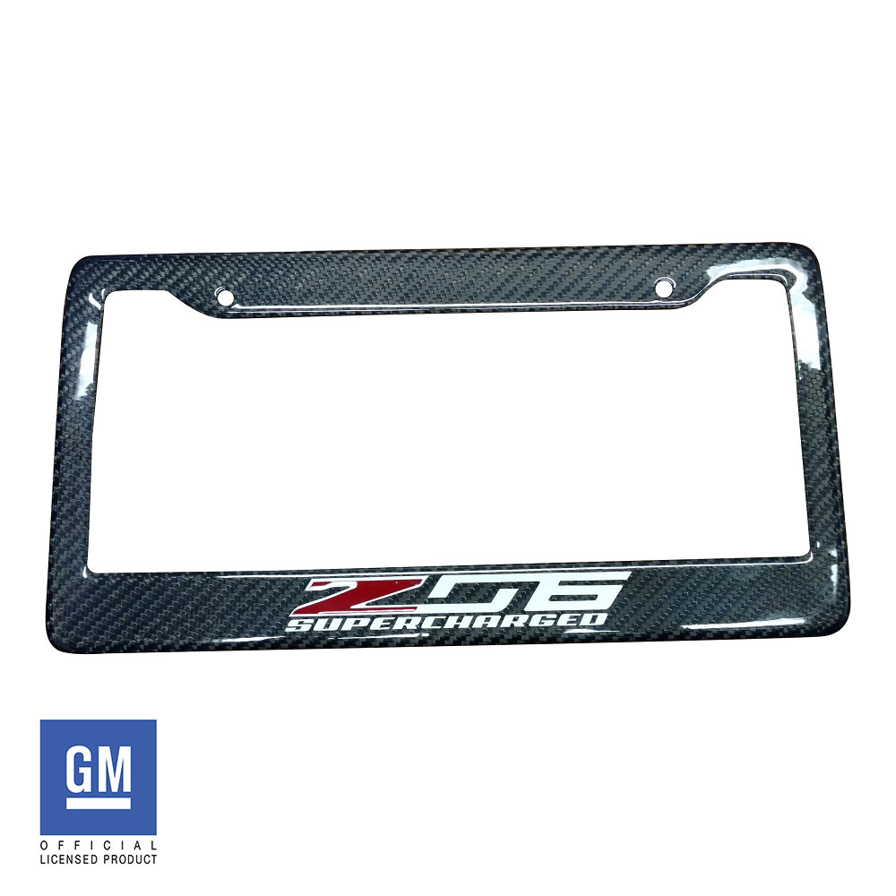 CA 2014-2019 Chevrolet Corvette Carbon Fiber License Plate Frame w/Z06 Logo
