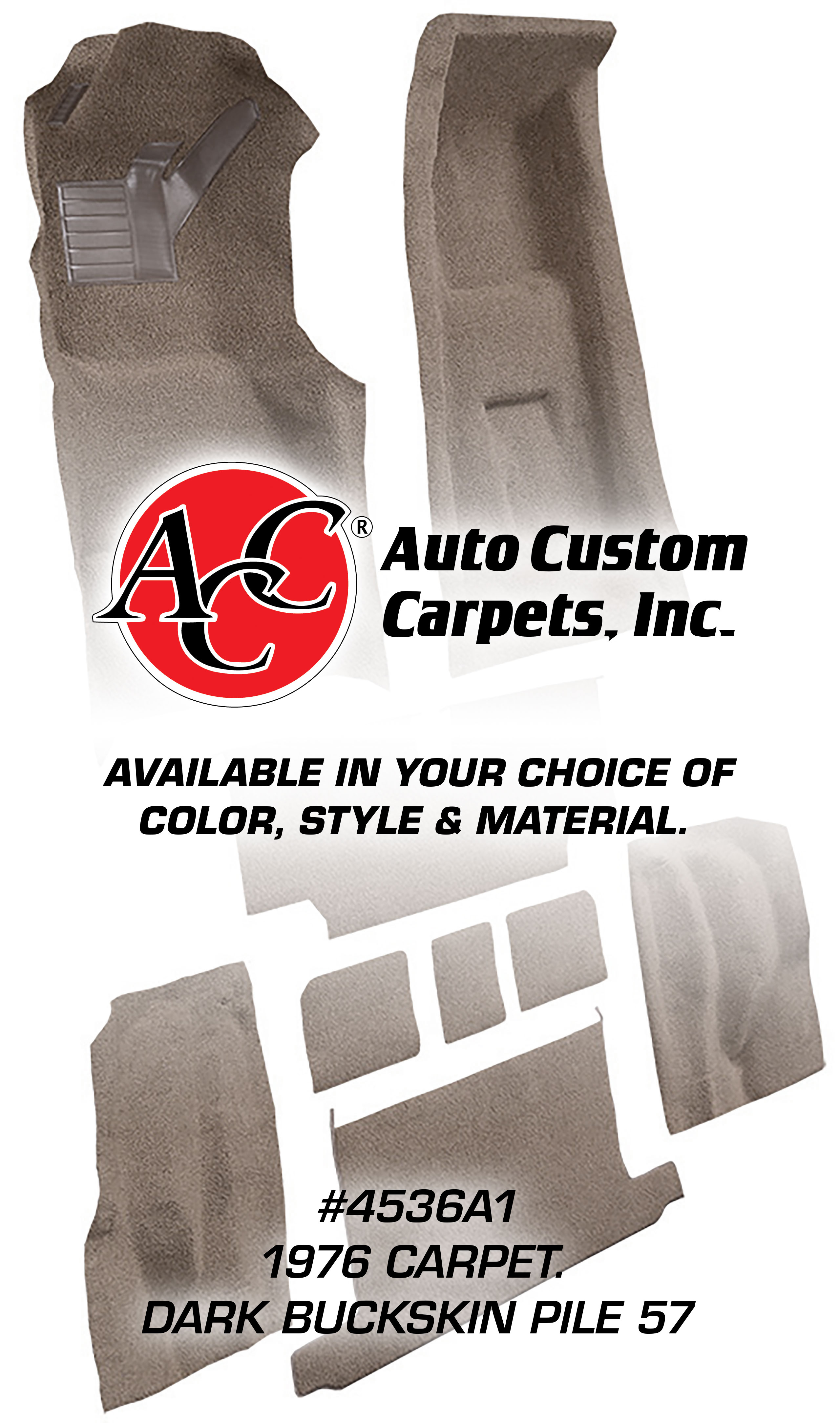 C3 1976 Chevrolet Corvette Carpet. Dark Buckskin Pile 57 - Auto Custom ...