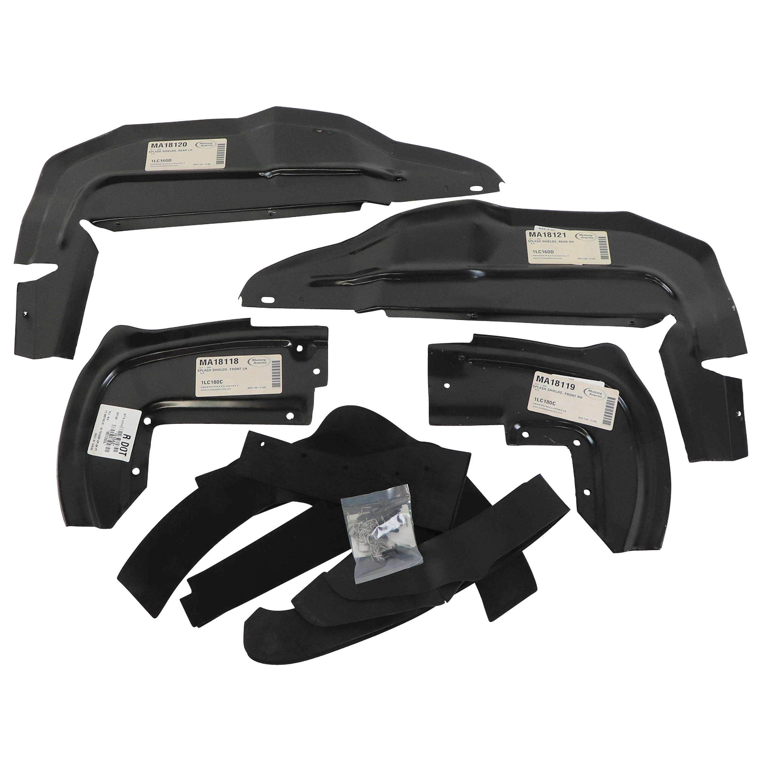 First Generation 1967-1968 Ford Mustang Splash Shield Kit W/Seals ...